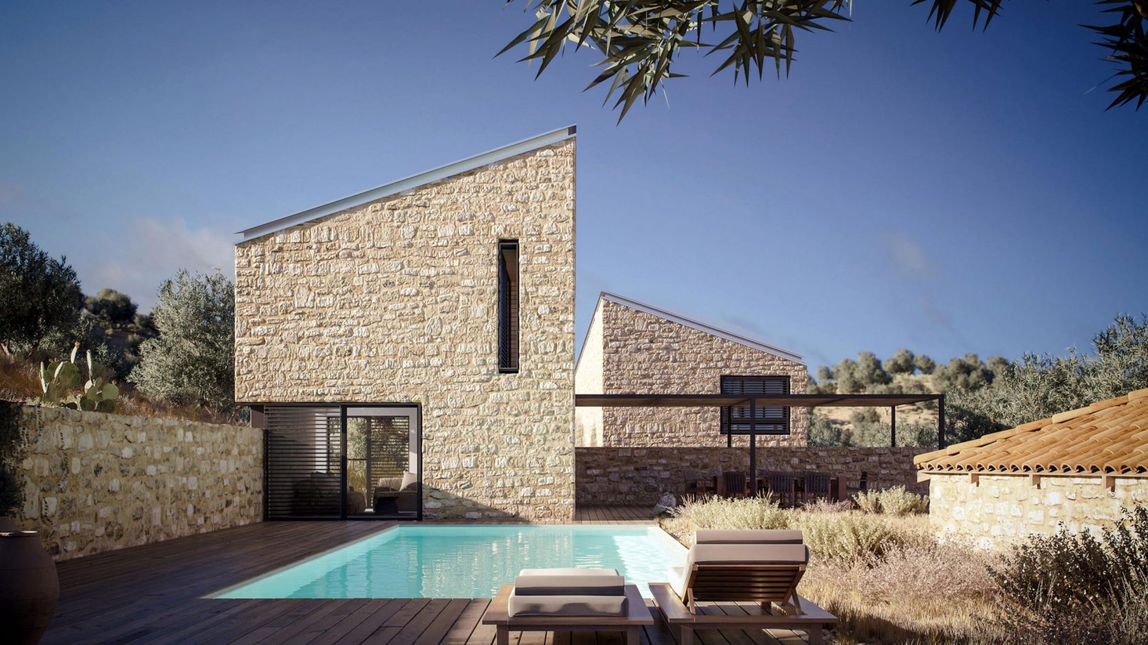 Modern stone villas in Mani: design inspired by local heritage