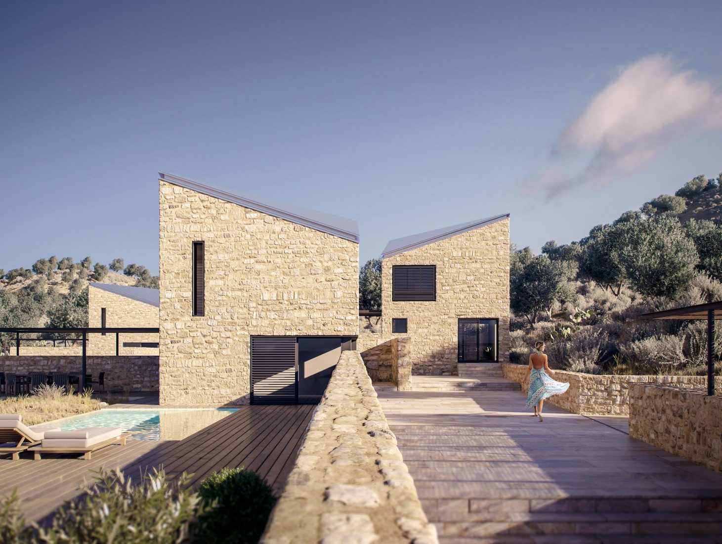 Modern stone villas in Mani: design inspired by local heritage